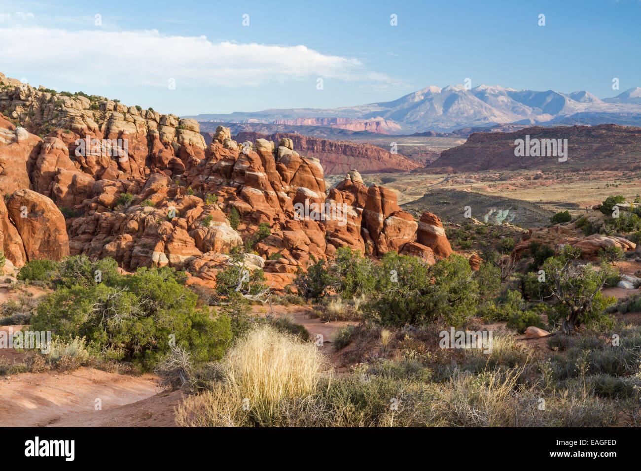 The red rock fins of Fiery Furnace in Arches National Park in Utah ...