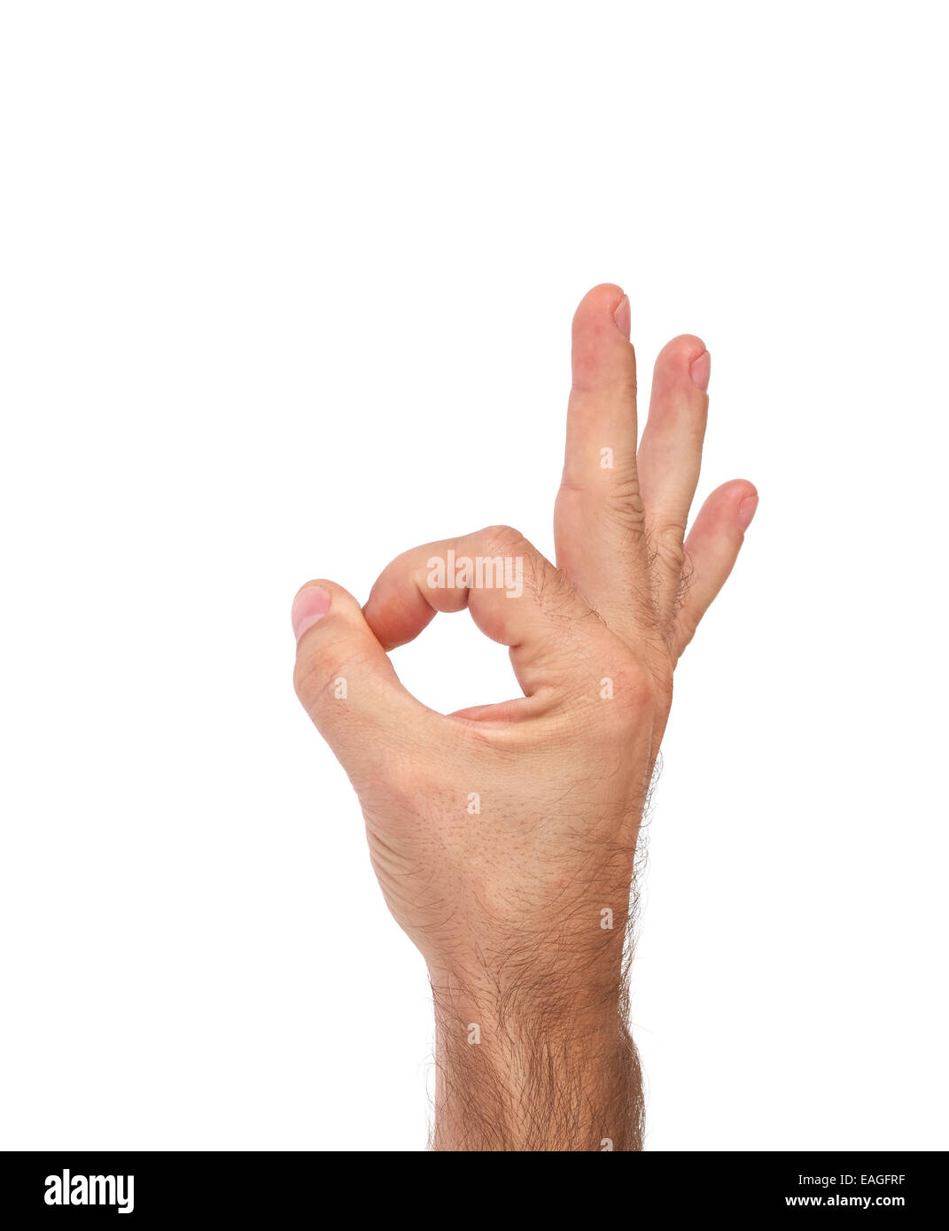 Hand showing OK sign isolated over white background Stock Photo - Alamy