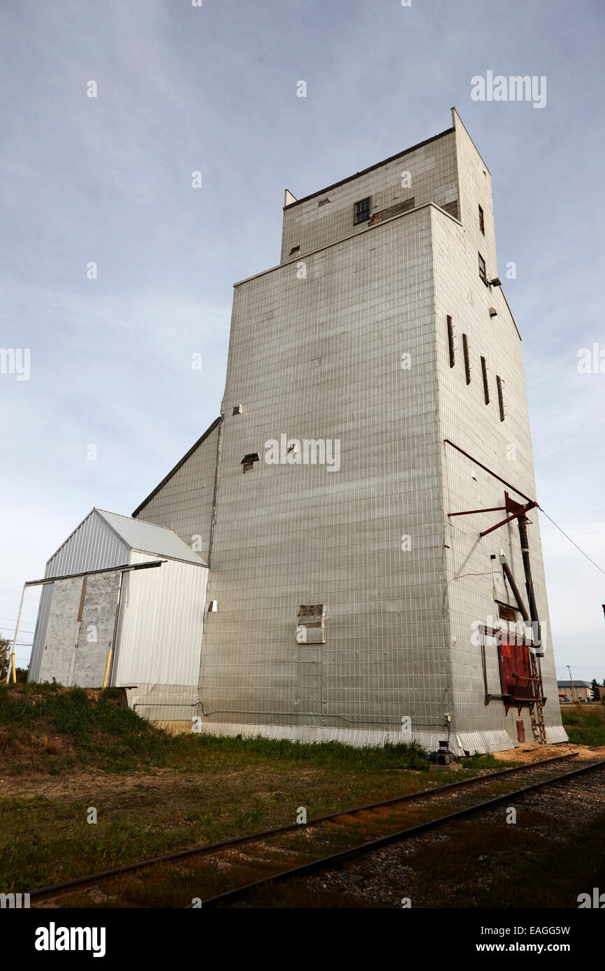 grain elevator and old train track landmark leader Saskatchewan Canada ...