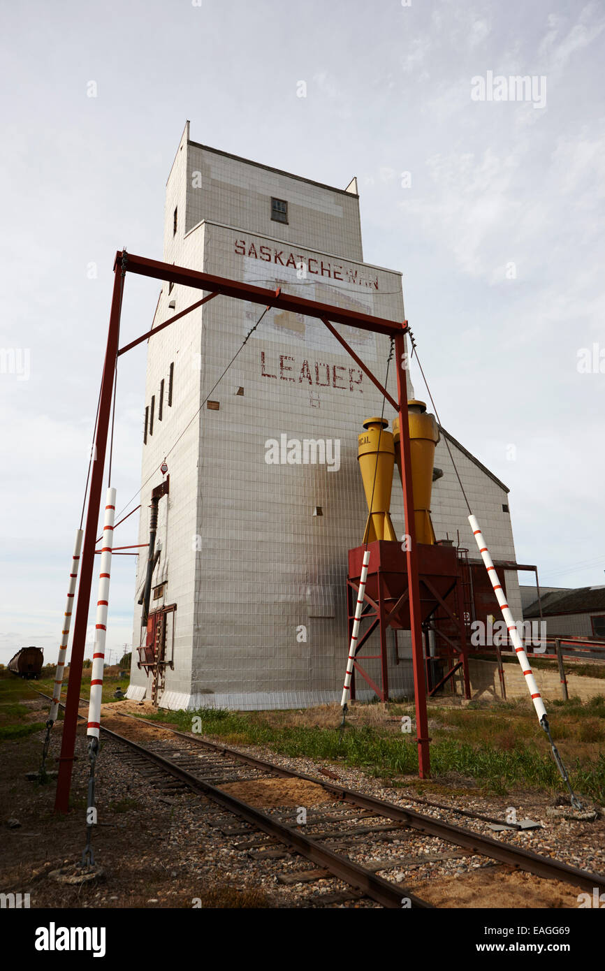 grain elevator and old train track landmark leader Saskatchewan Canada ...