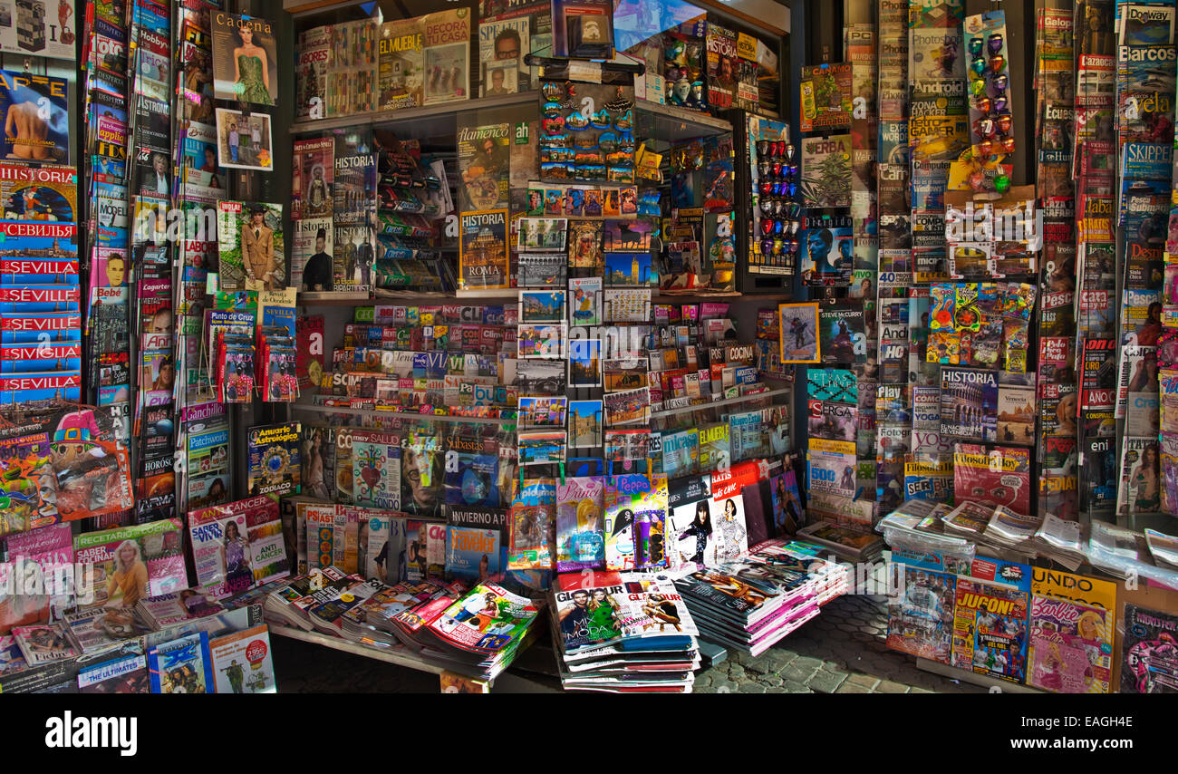 Newagent's Kiosk, Seville City, Andalucia, Spain Stock Photo - Alamy