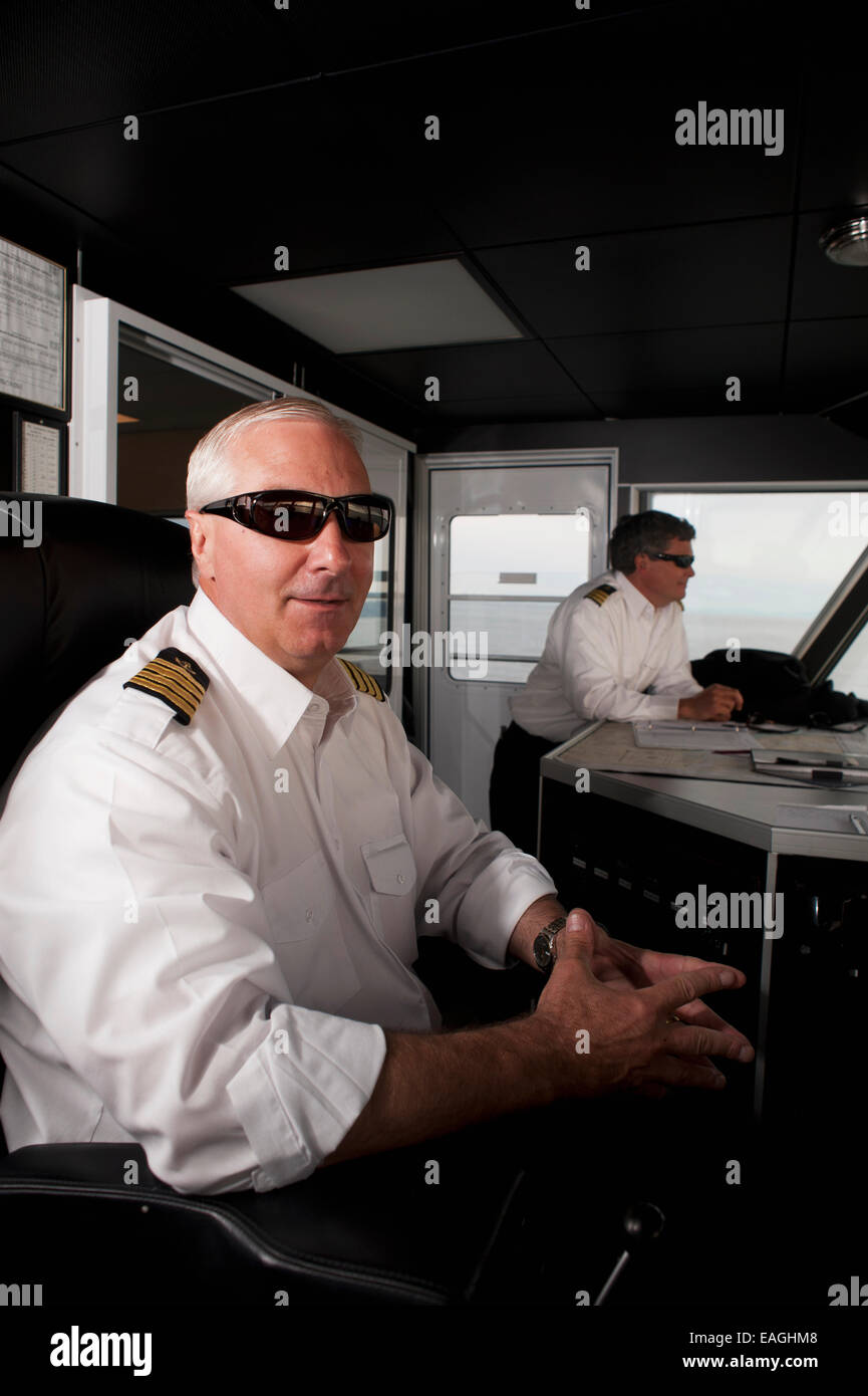Ship Captain In The Control Room Of The Seldova Ferry, Southcentral ...