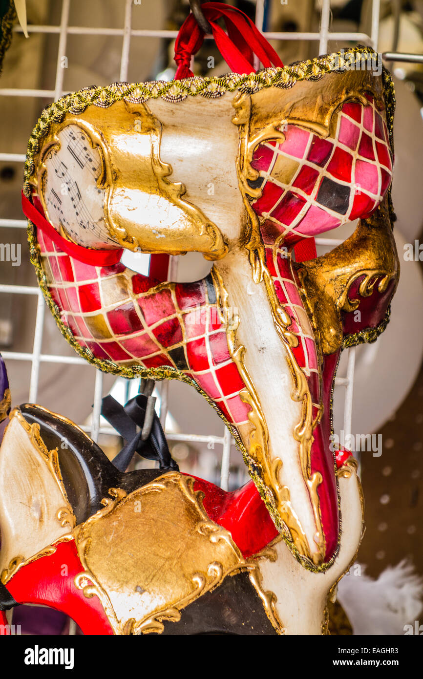 some typical venetian masks in a shop in venice Stock Photo - Alamy