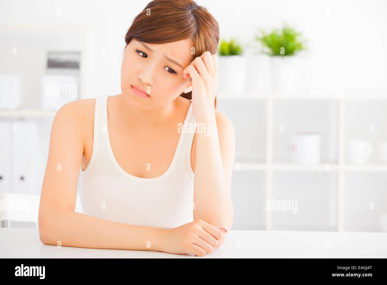 closeup sad young asian woman Stock Photo - Alamy