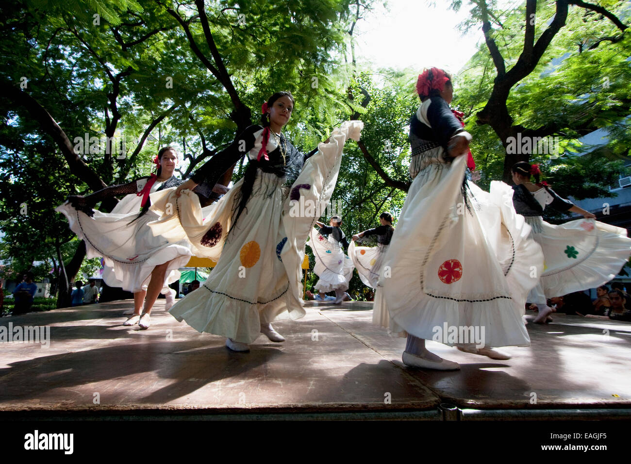 Women Wearing Traditional Dress Performing A Paraguayan Polka, Asuncion ...