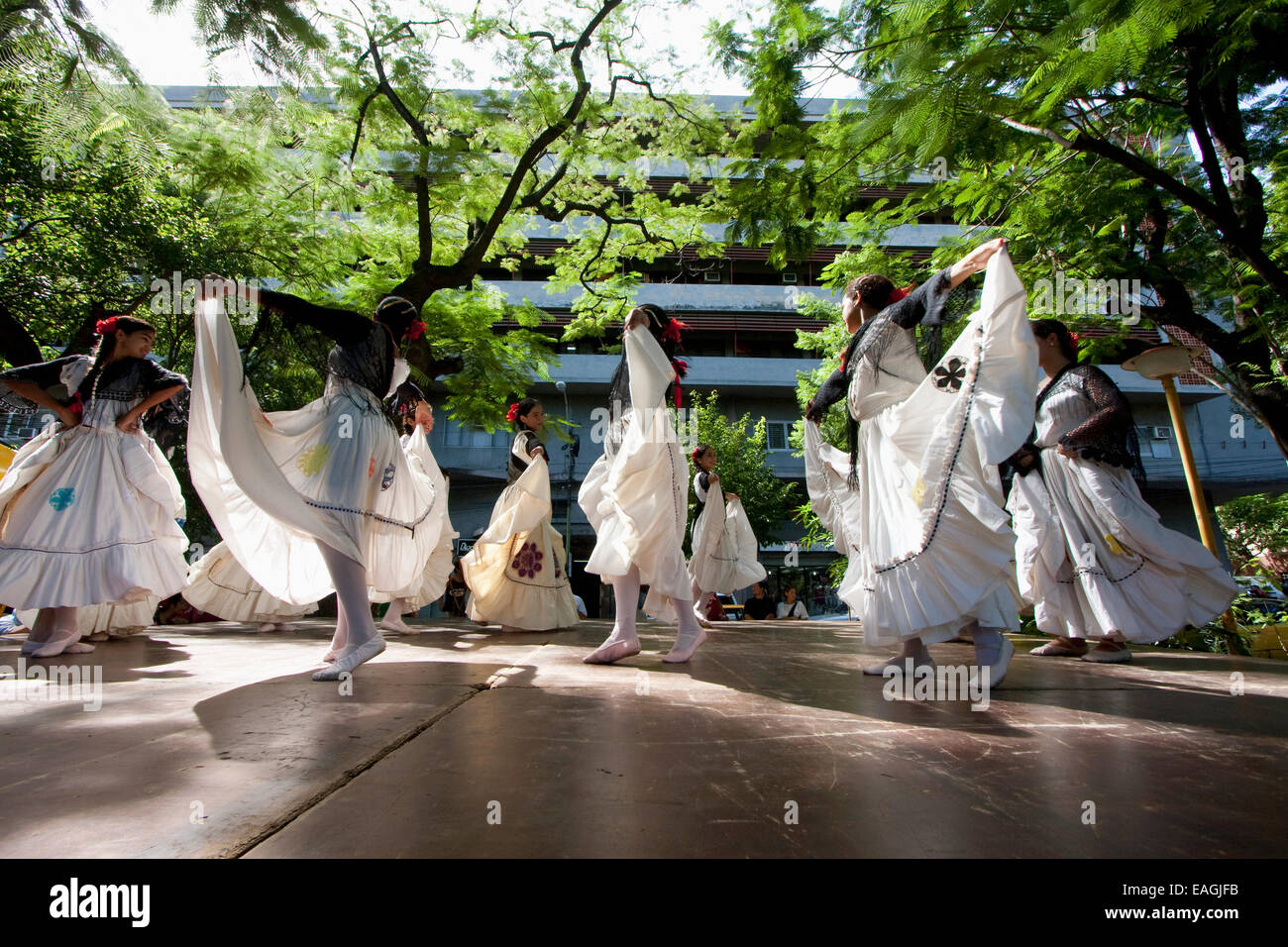 Women Wearing Traditional Dress Performing A Paraguayan Polka, Asuncion ...