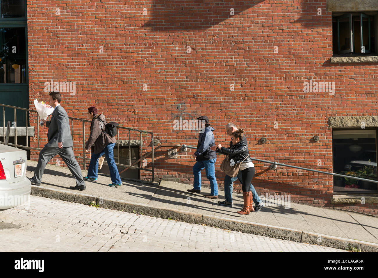People walking up the steep street in Seattle Stock Photo - Alamy