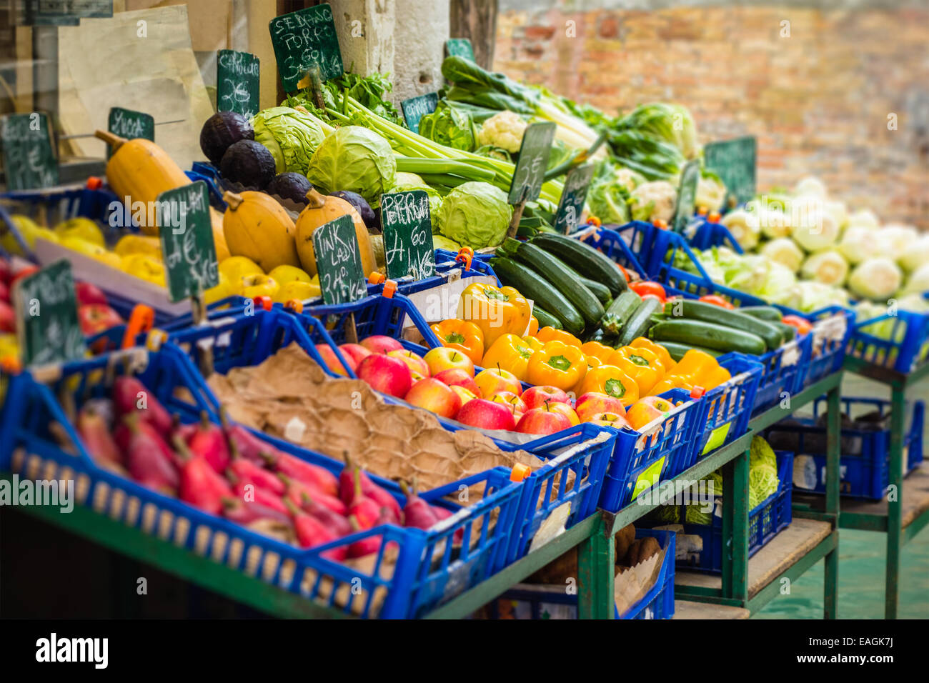a street market stall with groceries and vegetables Stock Photo - Alamy