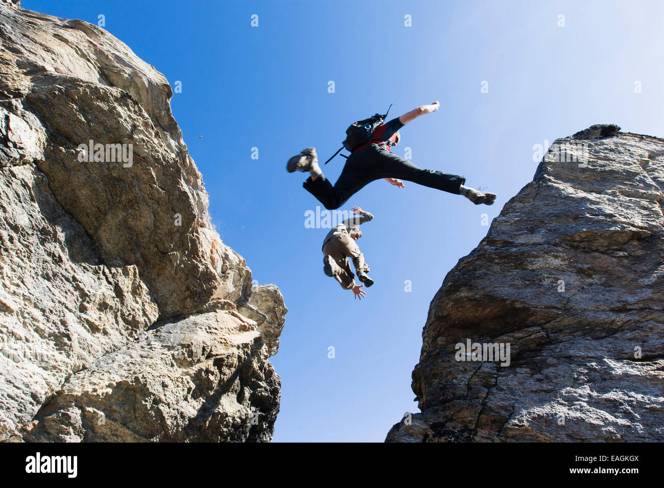 Friends jump back view hi-res stock photography and images - Alamy
