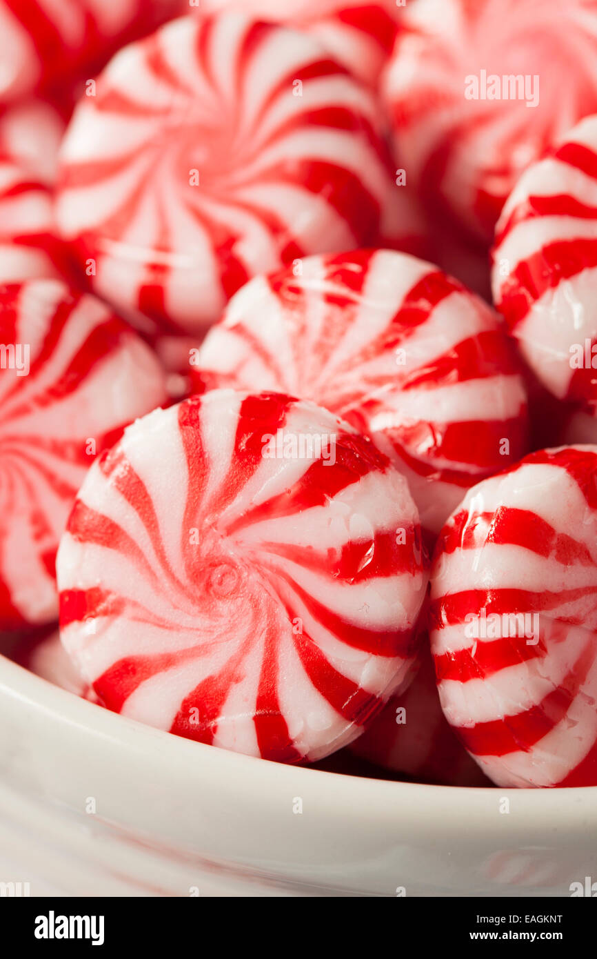 Sweet Red and White Peppermint Candy in a Bowl Stock Photo - Alamy