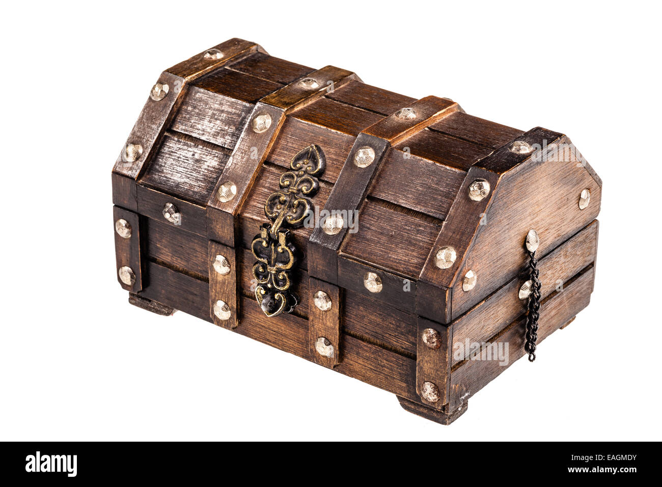 an ancient wooden chest isolated over a white background Stock Photo ...