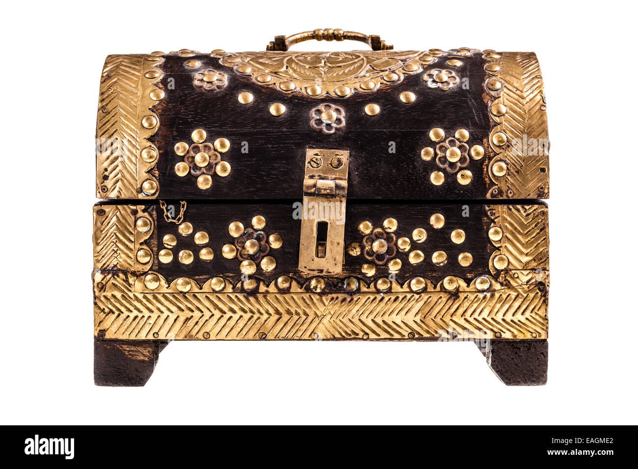 an ornated golden chest isolated over a white background Stock Photo ...