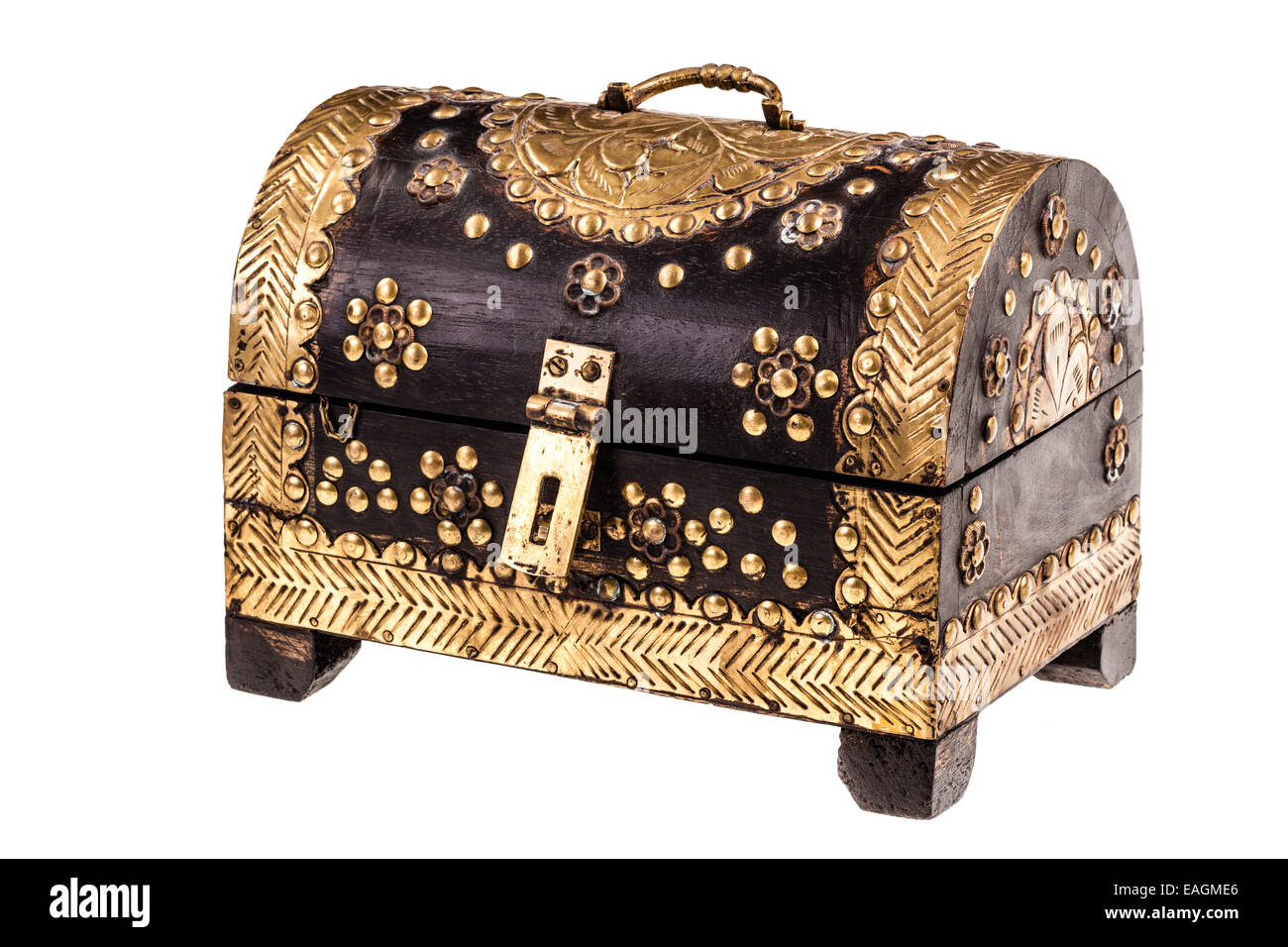 an ornated golden chest isolated over a white background Stock Photo ...