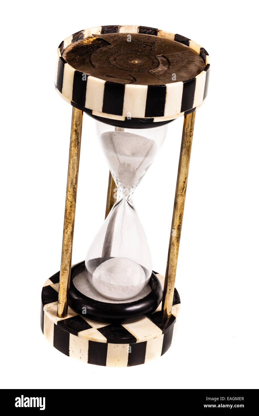 a modern hourglass isolated over a white background Stock Photo - Alamy