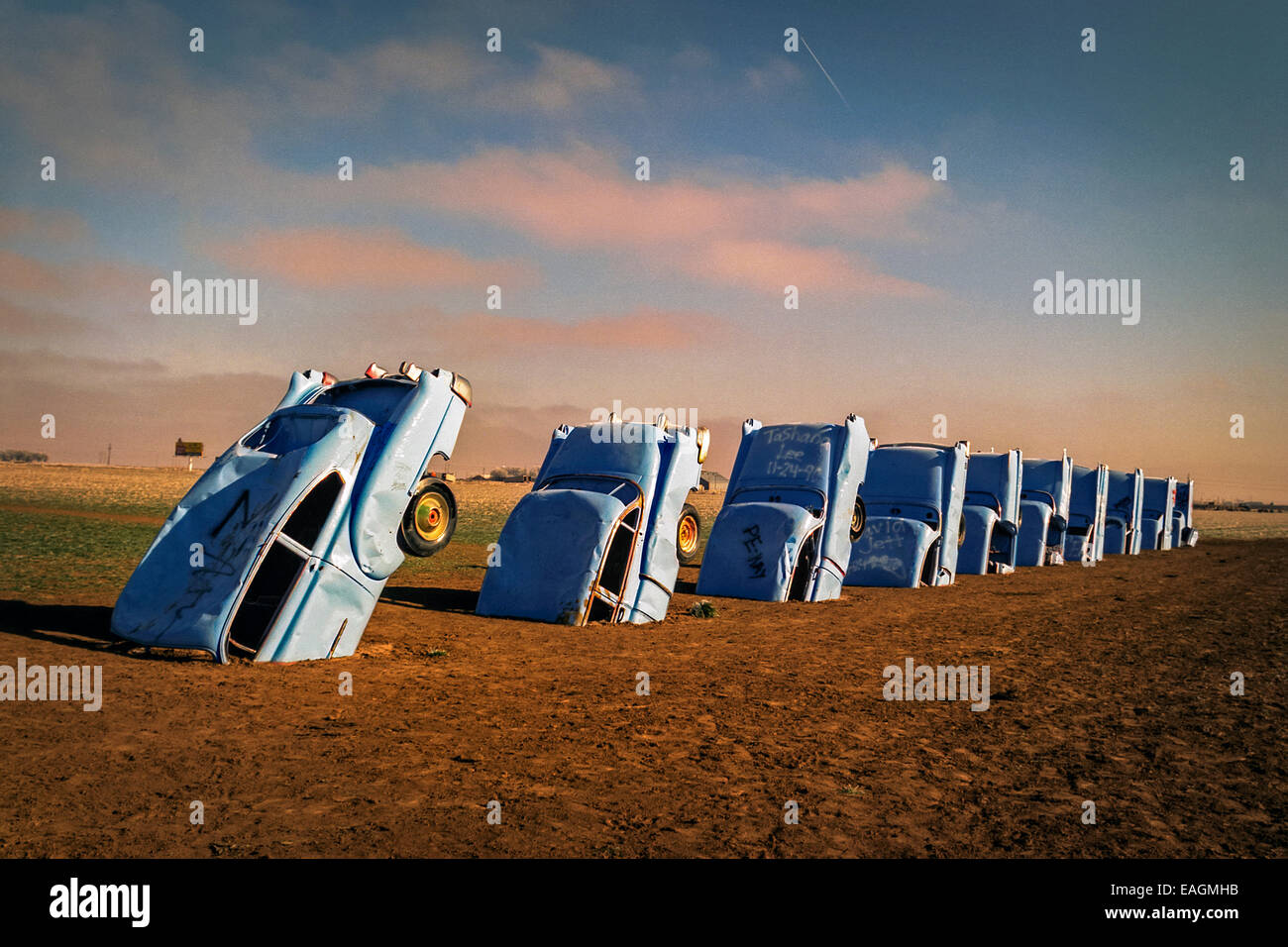 Cadillac ranch 1990 sunny winter day Stock Photo - Alamy