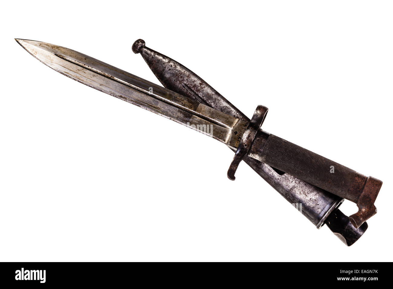 an old and rusty bayonet isolated over a white background Stock Photo ...