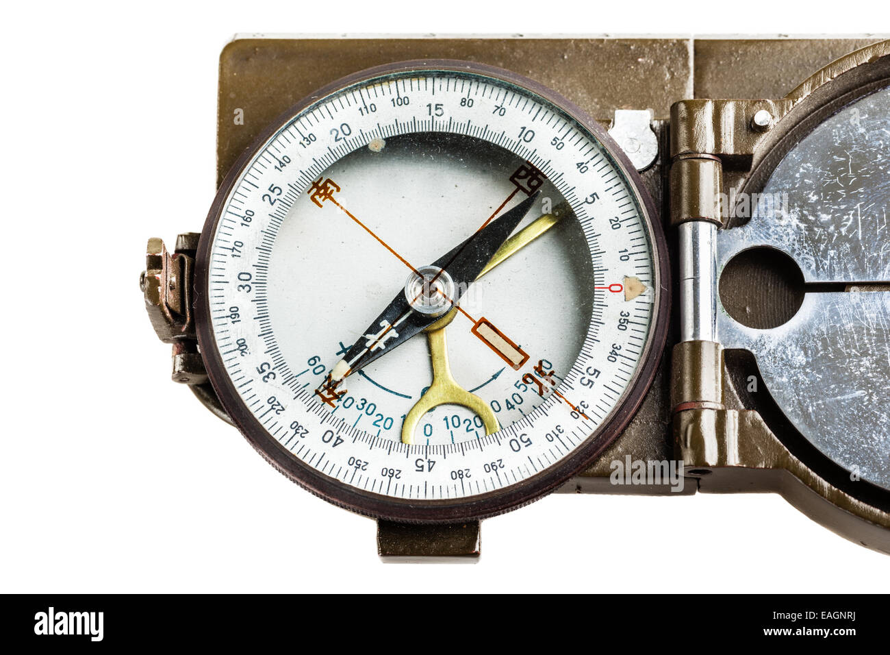 an old military chinese compass isolated over a white background Stock ...