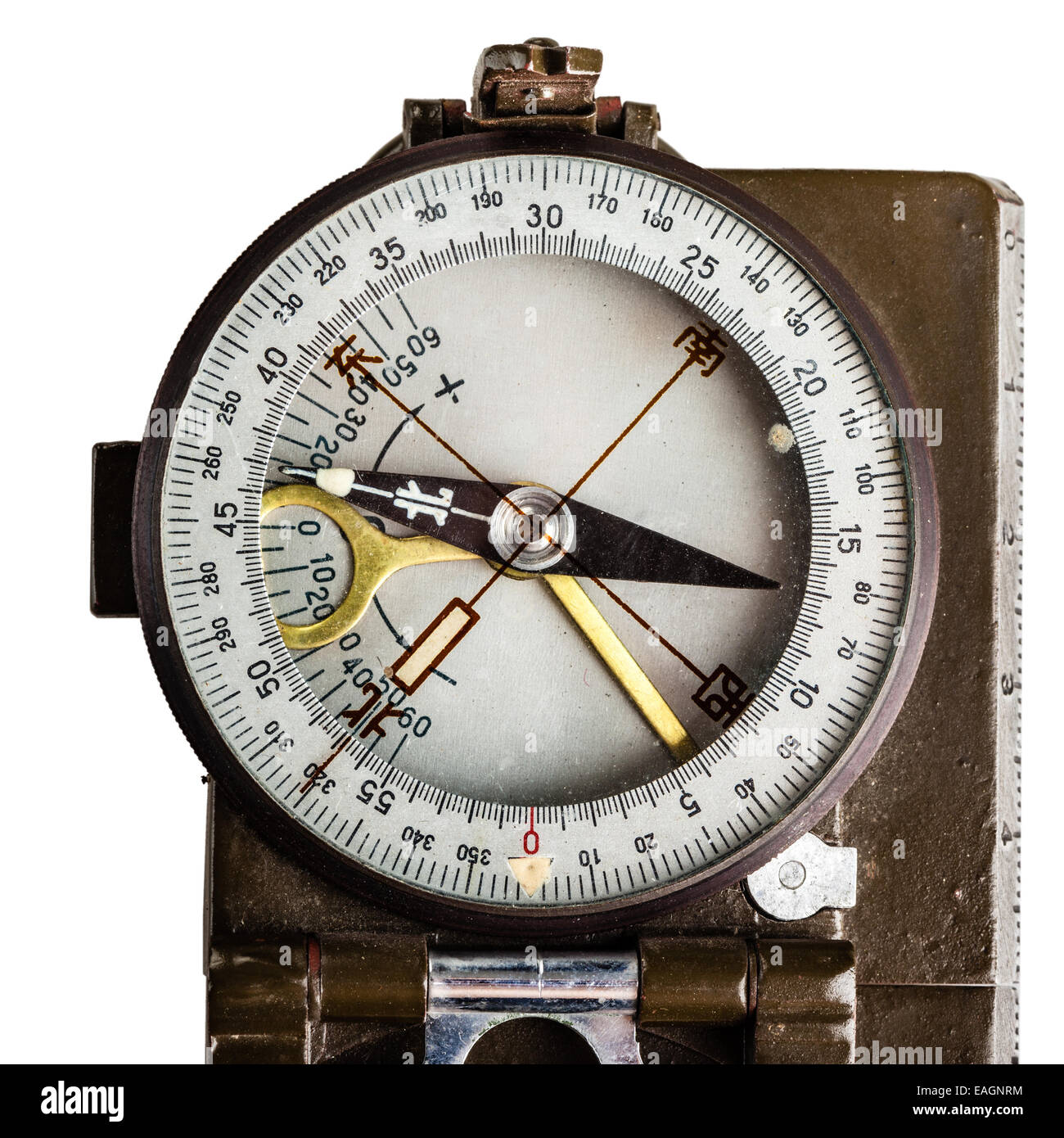 an old military chinese compass isolated over a white background Stock ...