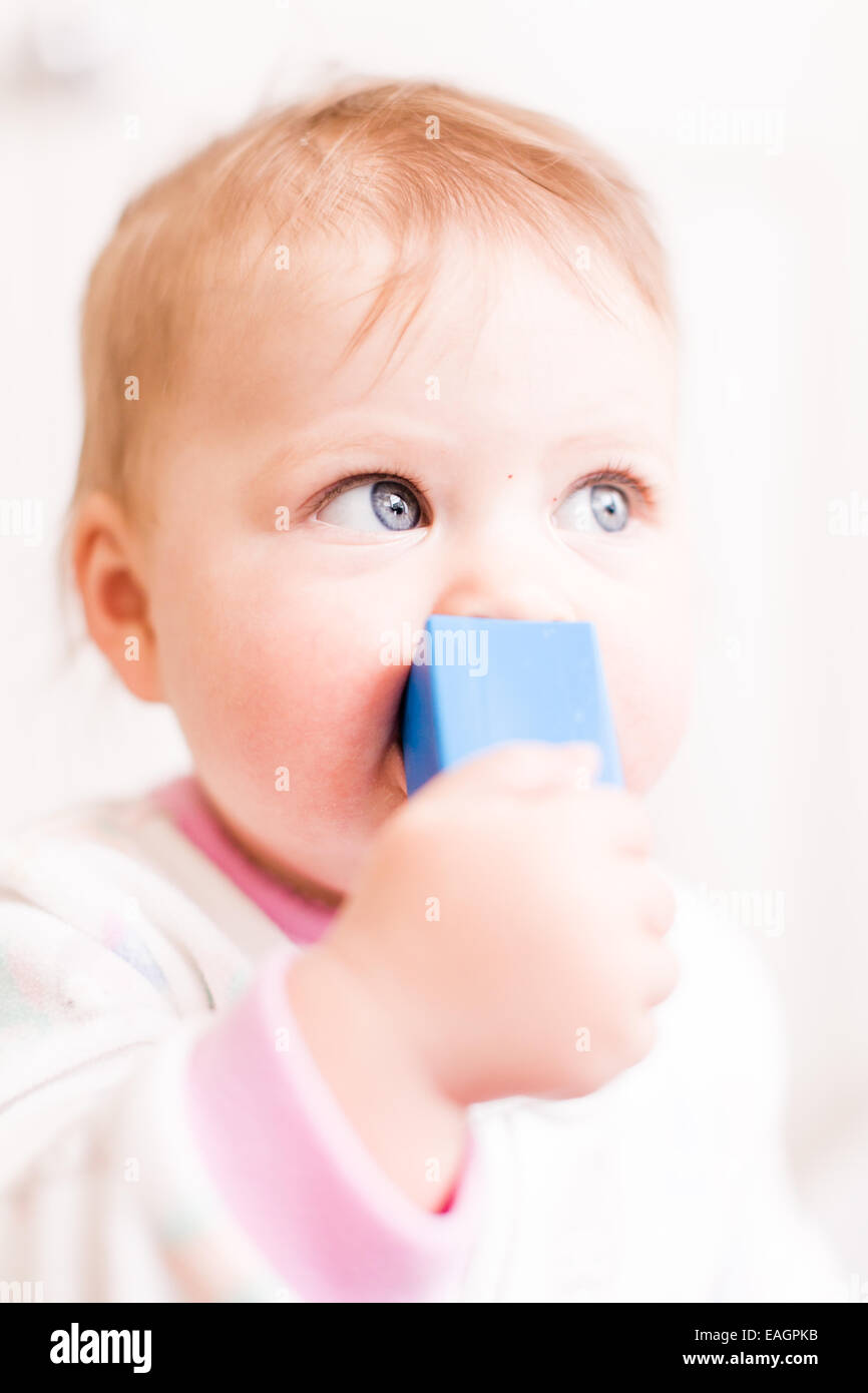 Cute baby girl playing cubes hi-res stock photography and images - Alamy