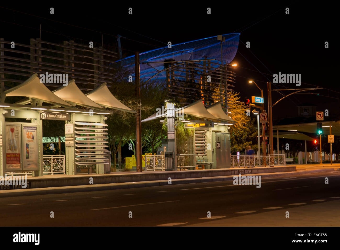 Night streetscape in downtown phoenix hi-res stock photography and ...
