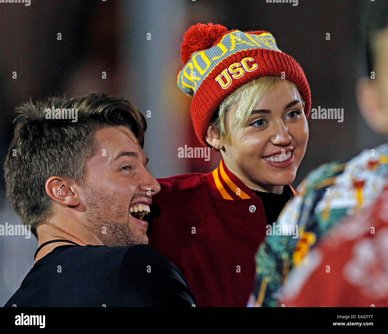 November 13, 2014 Singer Miley Cyrus and Patrick Schwarzenegger in ...