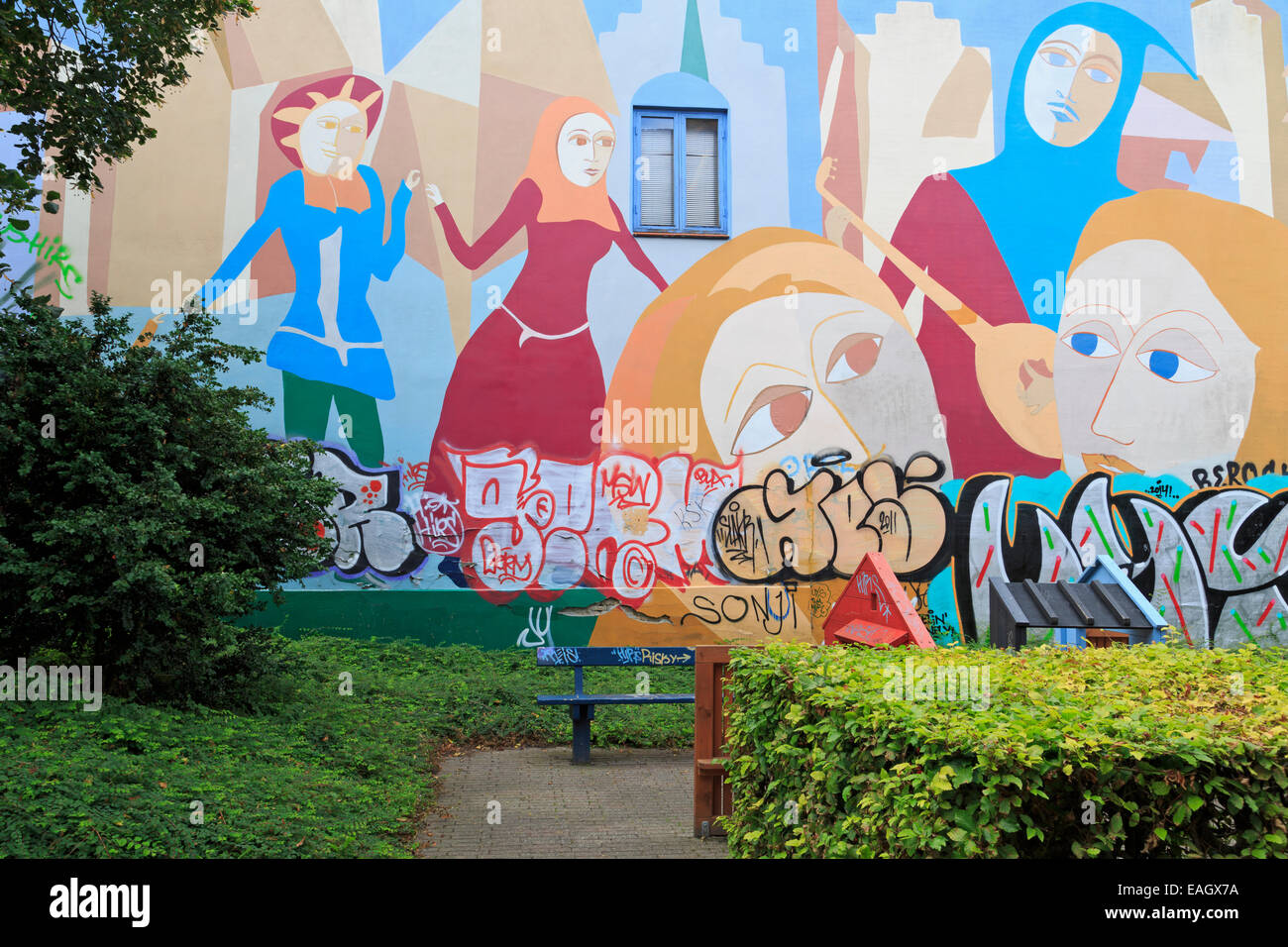 Medieval Musicians Mural, Algade Street, Roskilde, Zealand, Denmark ...