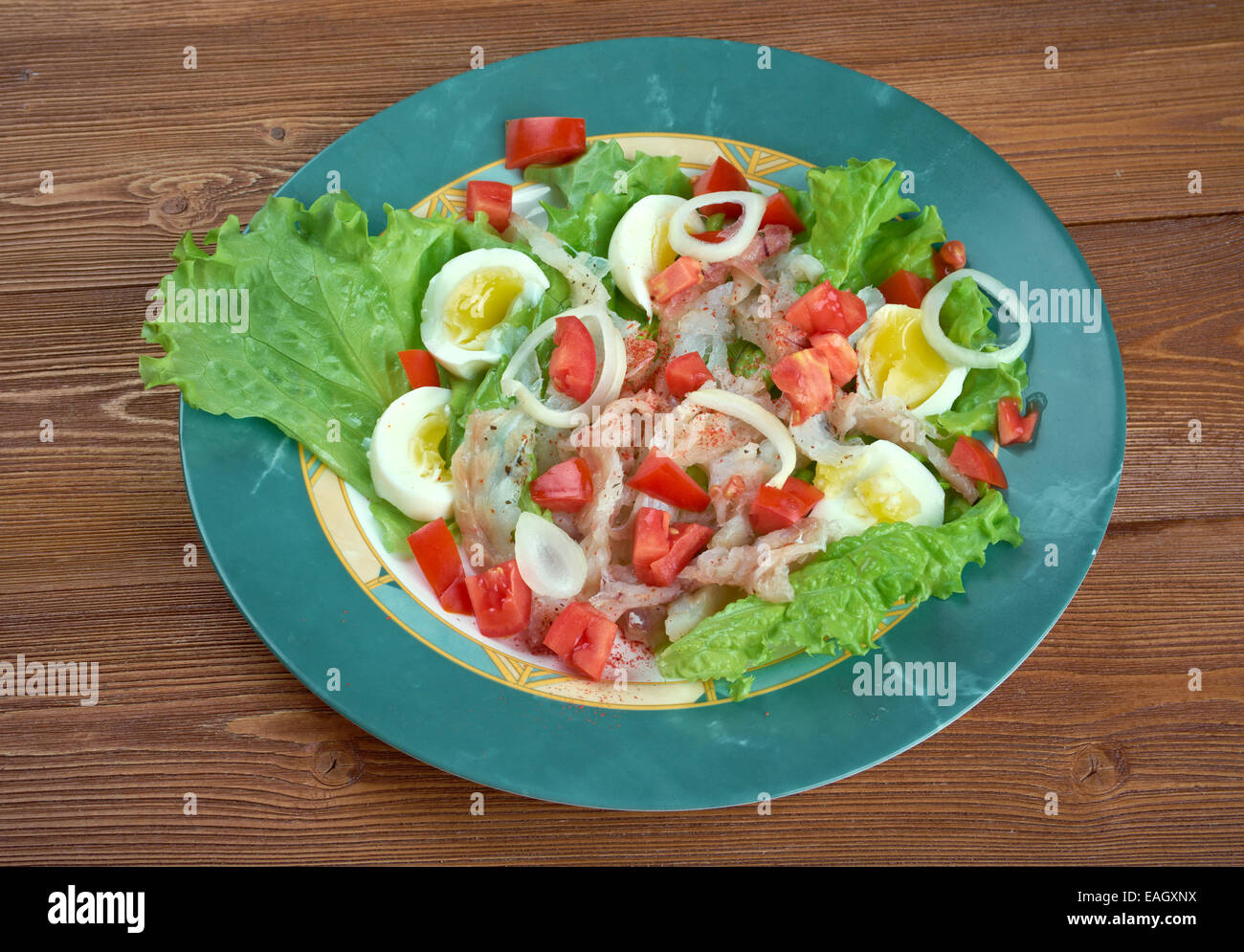 Ensalada de bacalao - salted cod salad.Traditional Catalan salad Stock ...