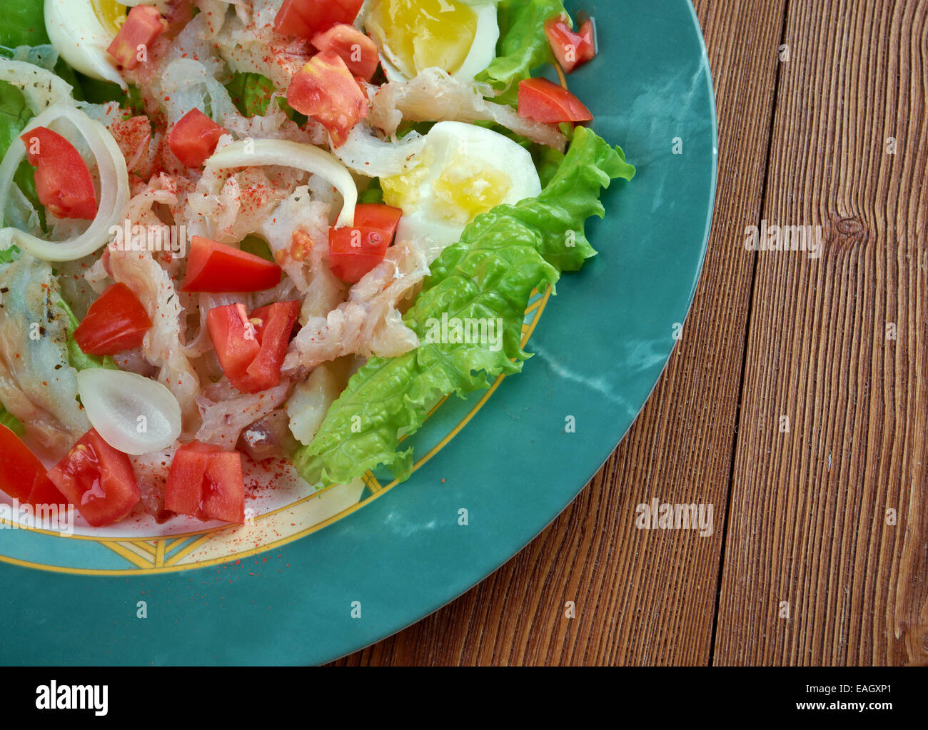 Ensalada de bacalao - salted cod salad.Traditional Catalan salad Stock ...