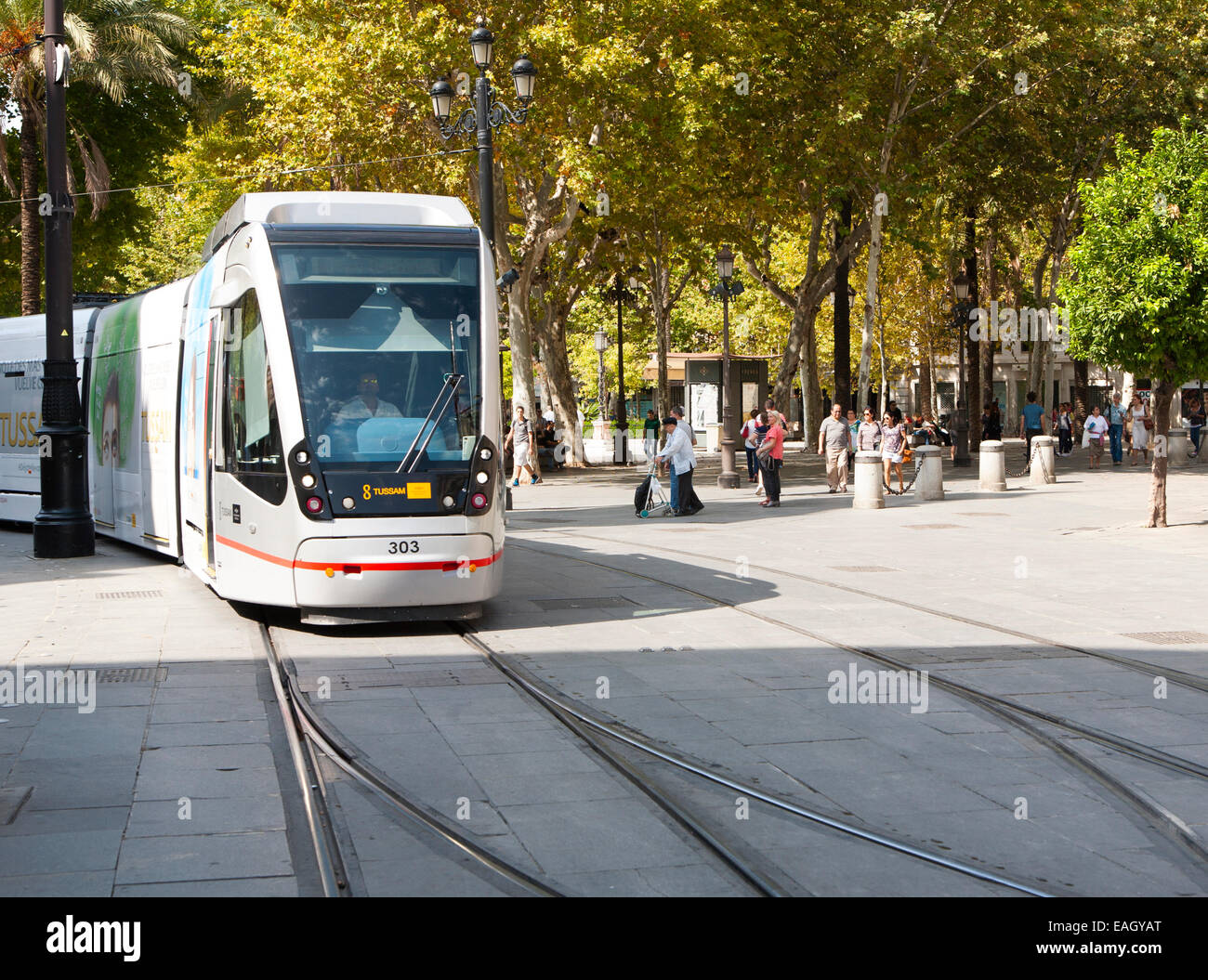 Modern Metro-Centro tram transport system in the historic centre of ...