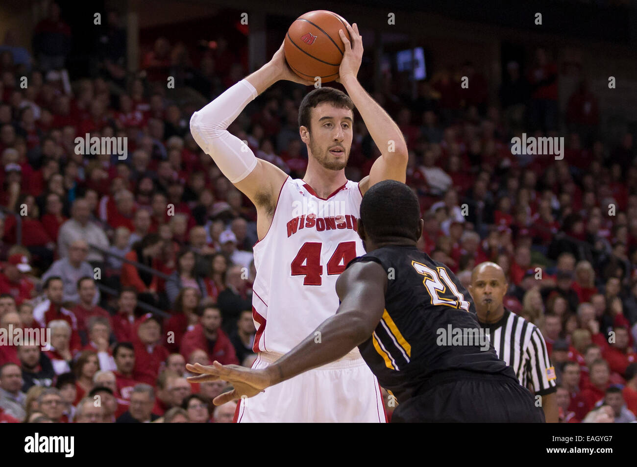 November 14, 2014: Wisconsin Badgers forward Frank Kaminsky #44 looks ...