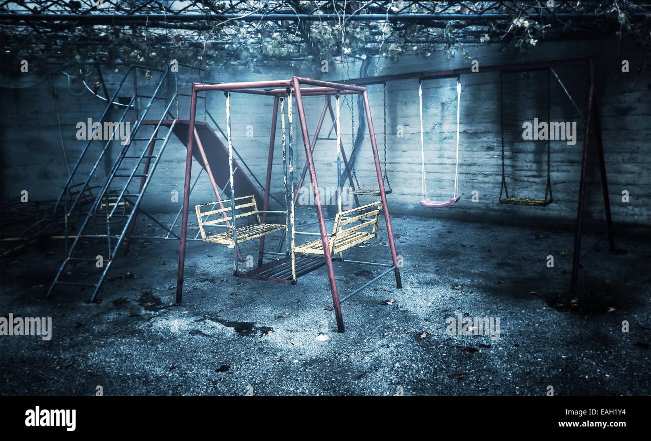 Rusted abandoned playground swings hi-res stock photography and images ...