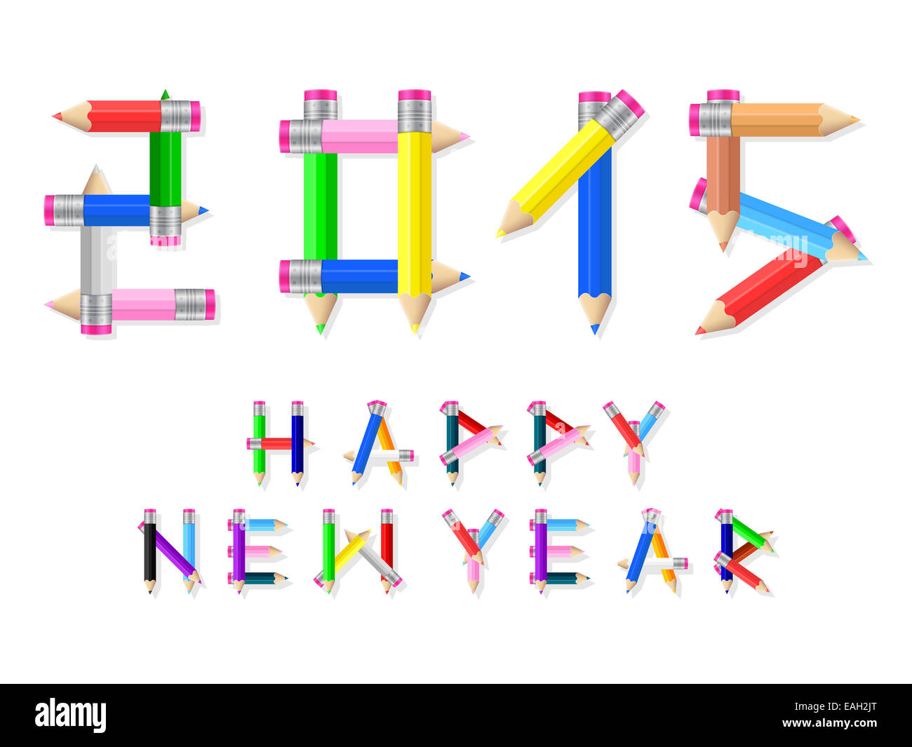 2015 happy new year text on white background Stock Photo - Alamy