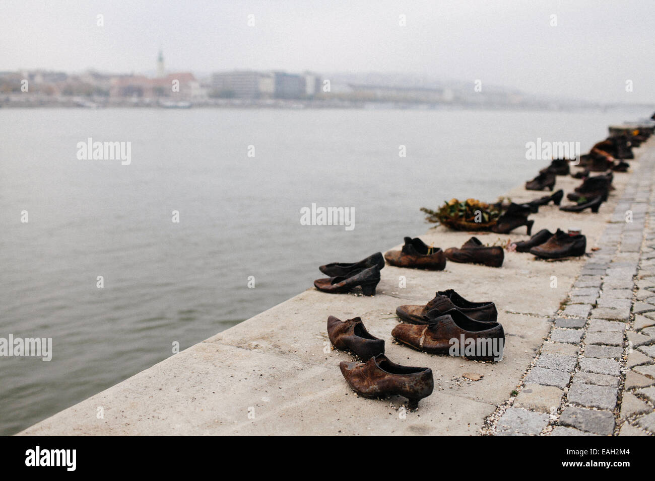 The Shoes on the Danube Bank Memorial in Budapest, Hungary, which ...