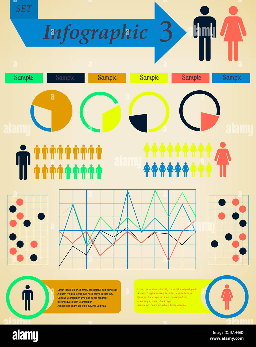 Infographics Elements Set Man and Woman - vector Stock Photo - Alamy