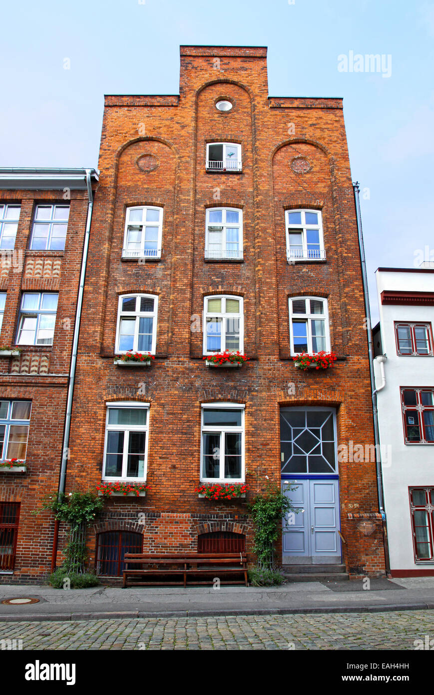 Facade of typical German residential house in Lubeck, Germany Stock ...