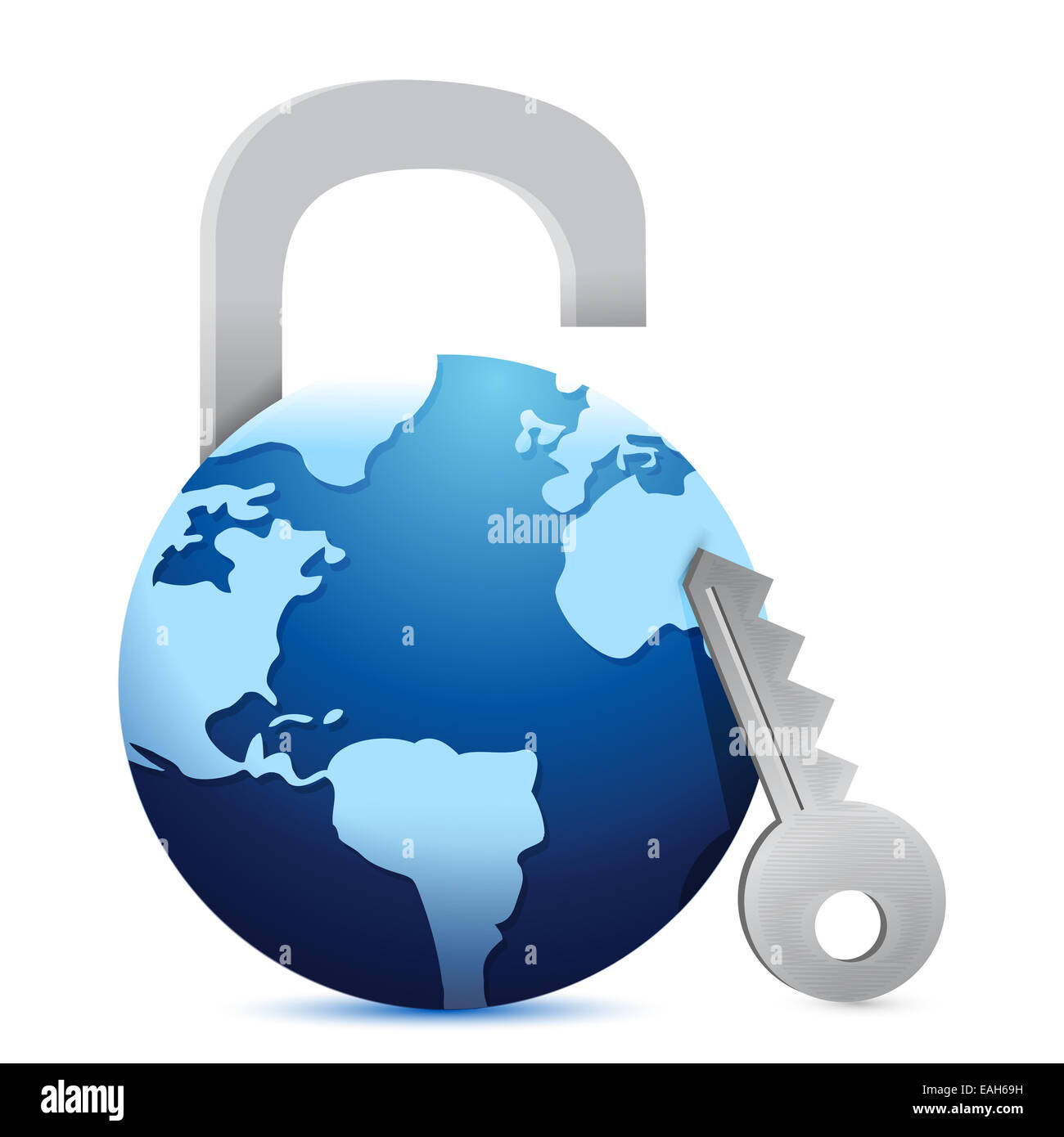 World map digital symbol lock Cut Out Stock Images & Pictures - Alamy