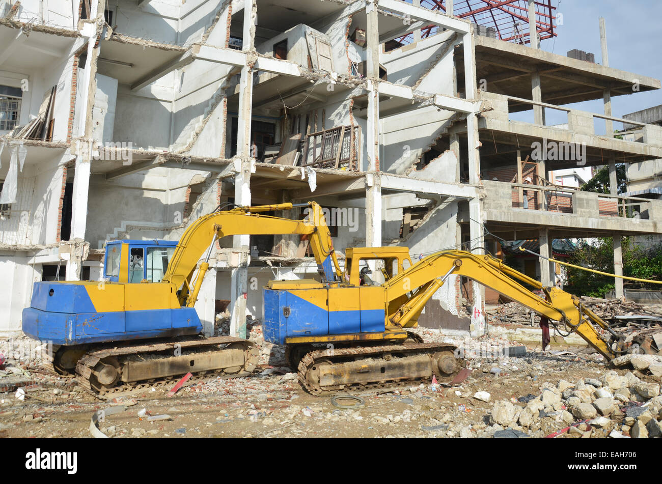 Machine for Demolish or Pull Down Building Structure in Thailand Stock ...