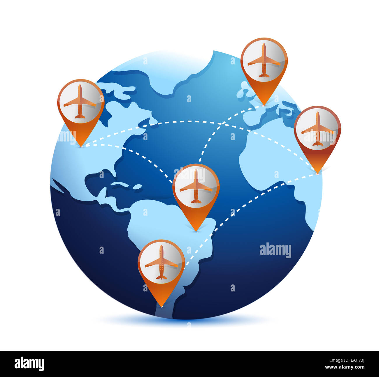 World travel map with airplanes hi-res stock photography and images - Alamy