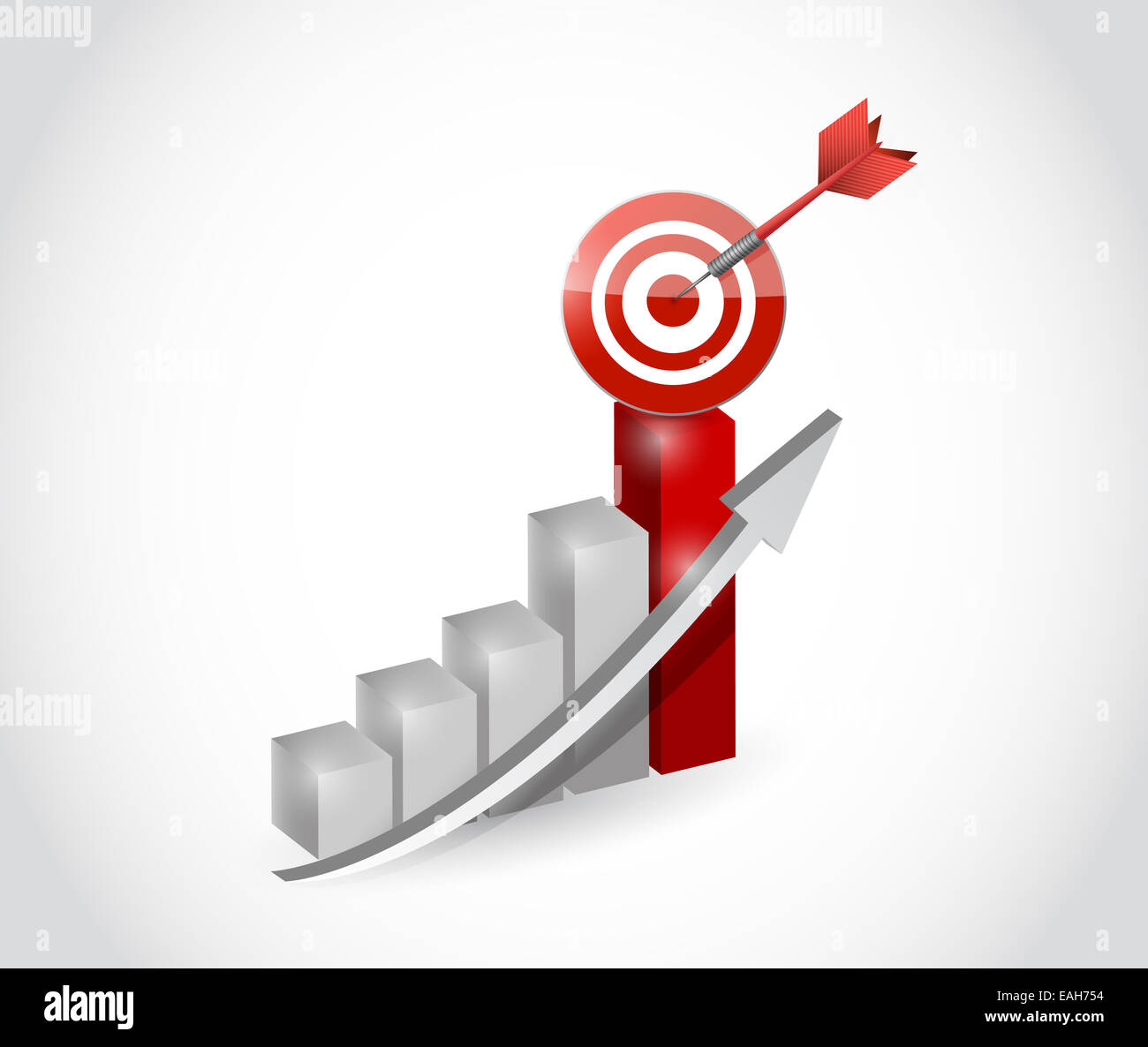 business graph with a target and dart illustration design over a white ...