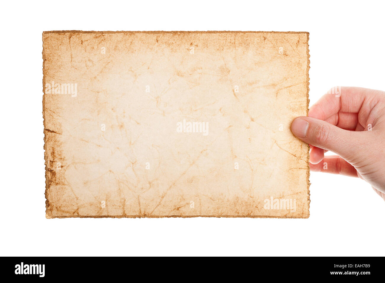 Handmade paper in woman hand isolated on white background Stock Photo ...
