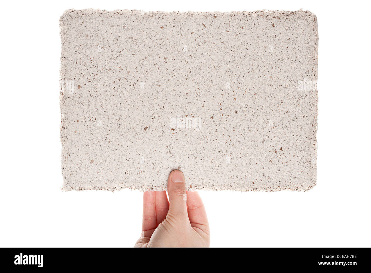 Handmade paper in woman hand isolated on white background Stock Photo ...