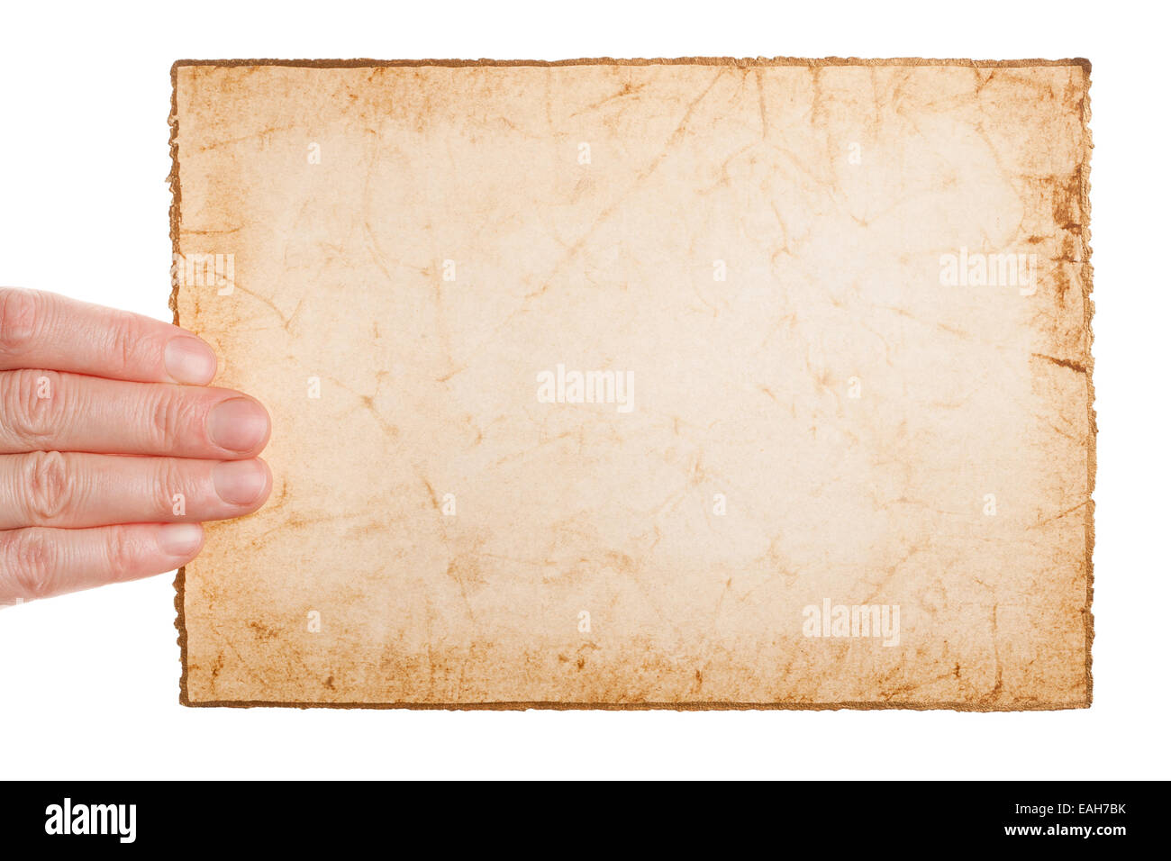 Handmade paper in woman hand isolated on white background Stock Photo ...