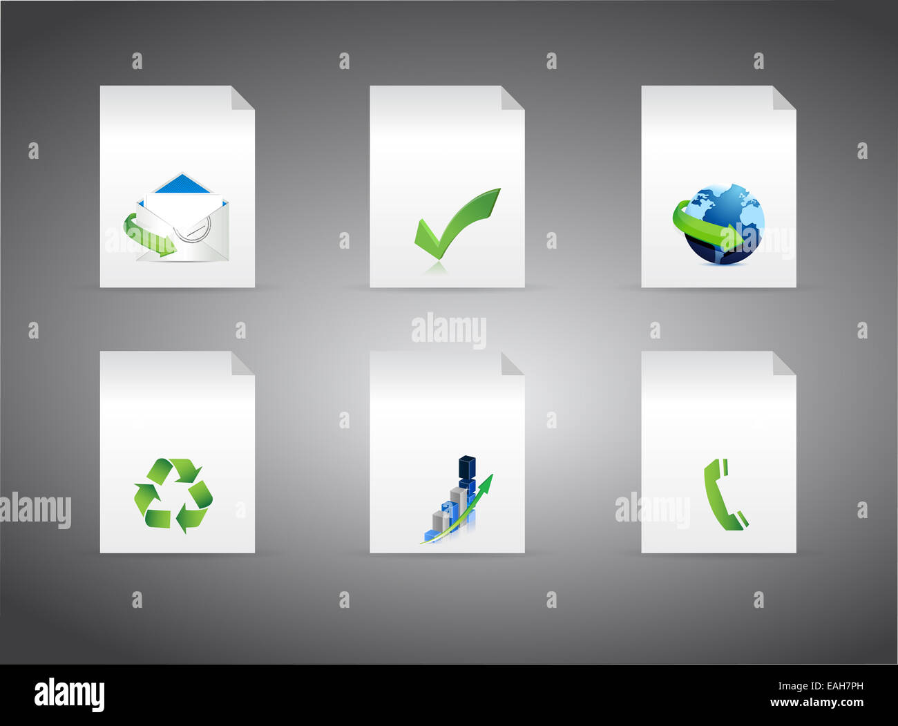 Set of different business signs on folders. Illustration design Stock ...