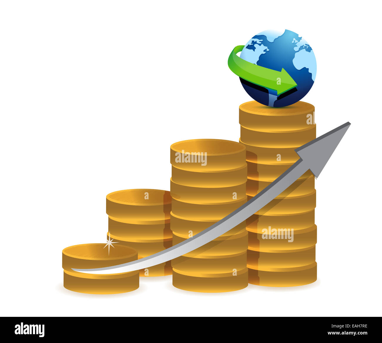 coin graph globe illustration design over a white background Stock ...