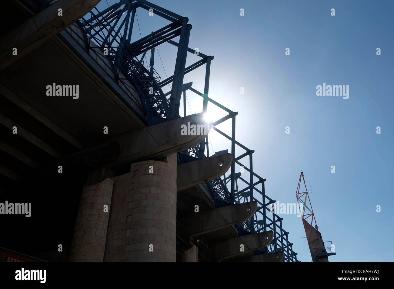 Exterior of Teddy football stadium in in southwestern district of Malha ...