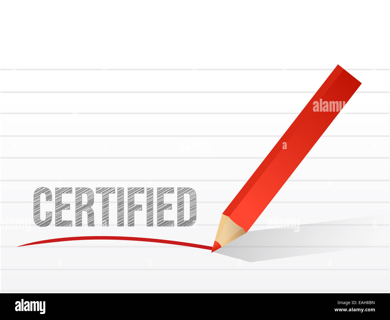 Word certified written on a white notepaper Stock Photo - Alamy