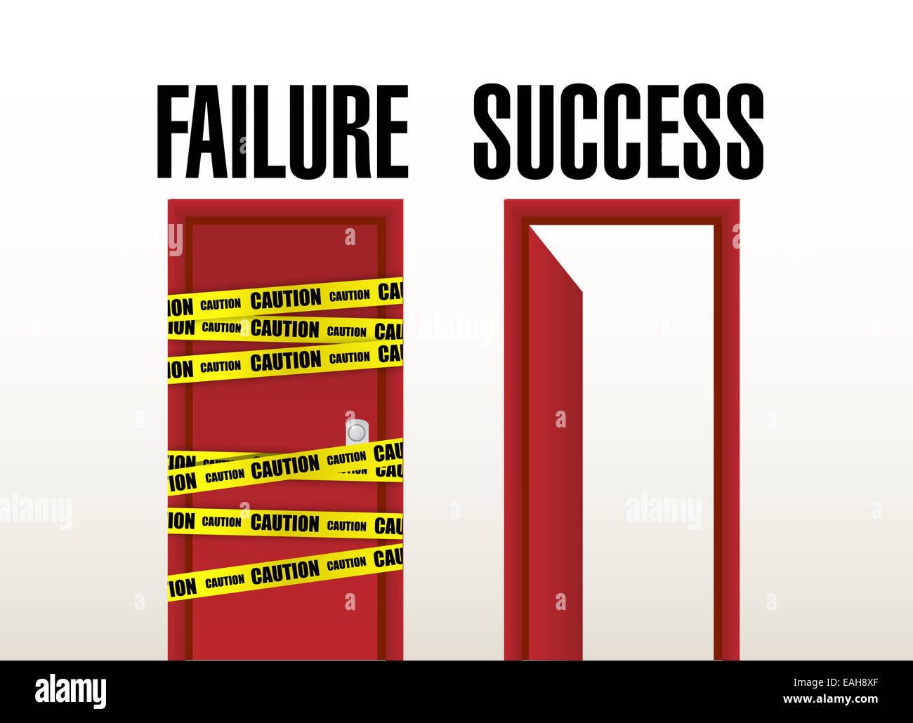 Failure and success doors. illustration design Stock Photo - Alamy
