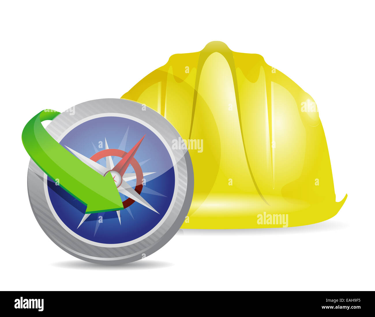 Compass and construction helmet Stock Photo - Alamy