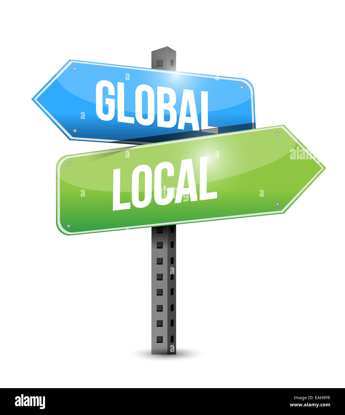 Global and local road sign illustration design Stock Photo - Alamy