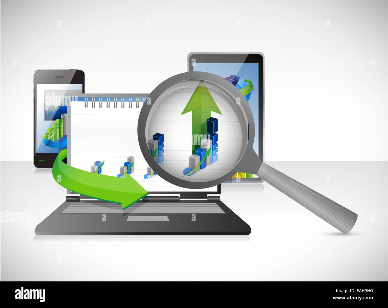Computer, Laptop Tablet and Phone with business Stock Photo - Alamy